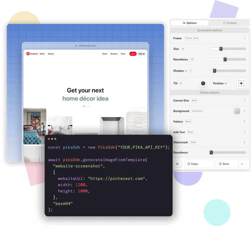 Pika – Create Screenshots and Mockups