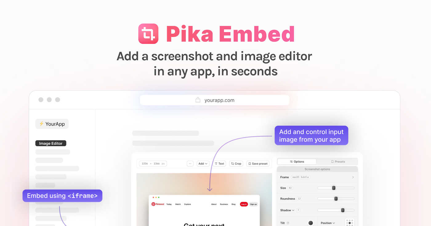Pika Embed - Add Image and Screenshot editor in any app